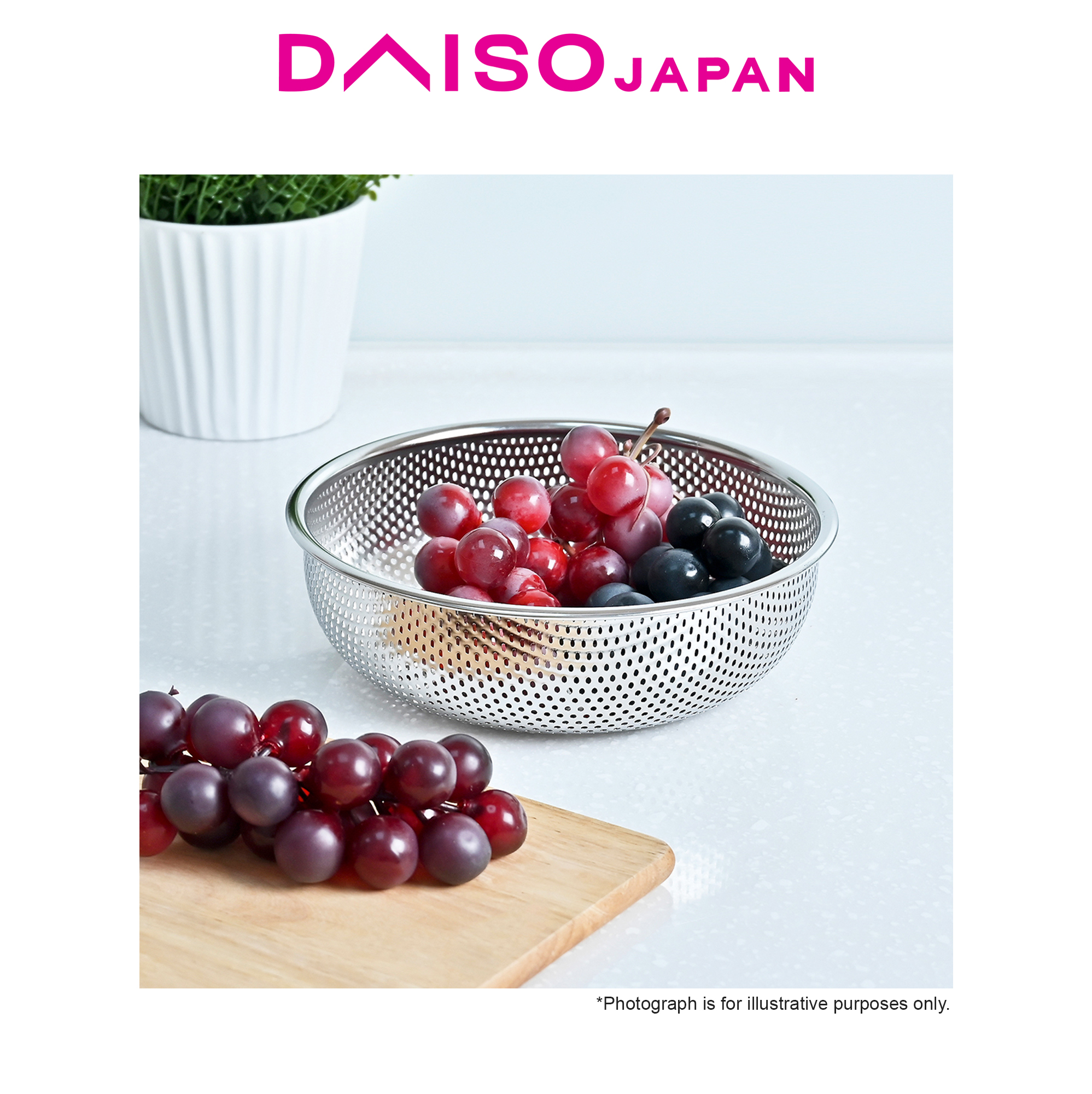 Daiso Shallow Type Stainless Steel Punched Strainer 19cm | Shopee ...