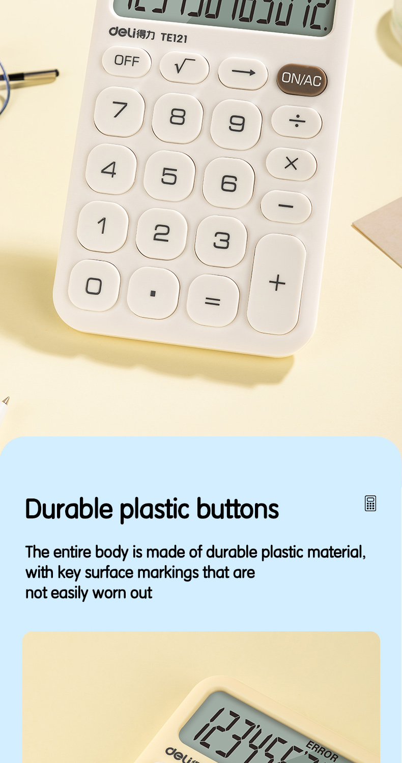 Deli Portable Calculator 12 Digits Simple Desk Calculator Stationery ...