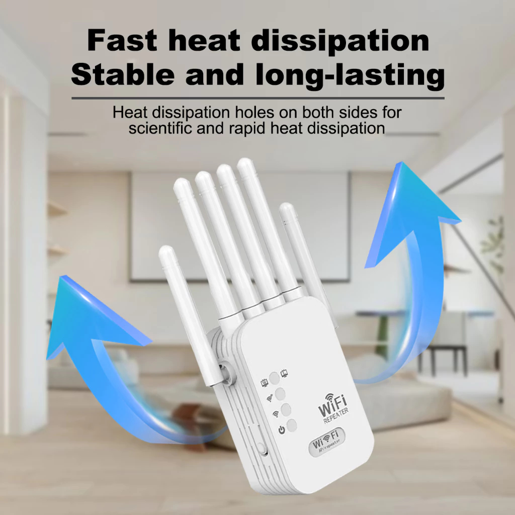 Wireless WiFi Repeater Range Extender Booster 6-antenna Ehanced 2.4G 5G ...