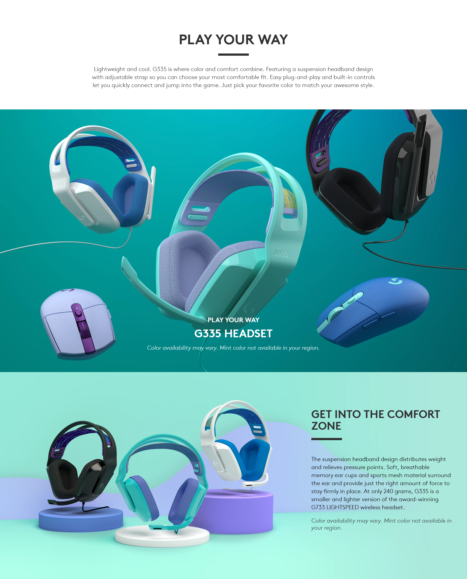 Logitech Gaming Headset G335 3.5mm Audio Jack, Flip to Mute Microphone ...