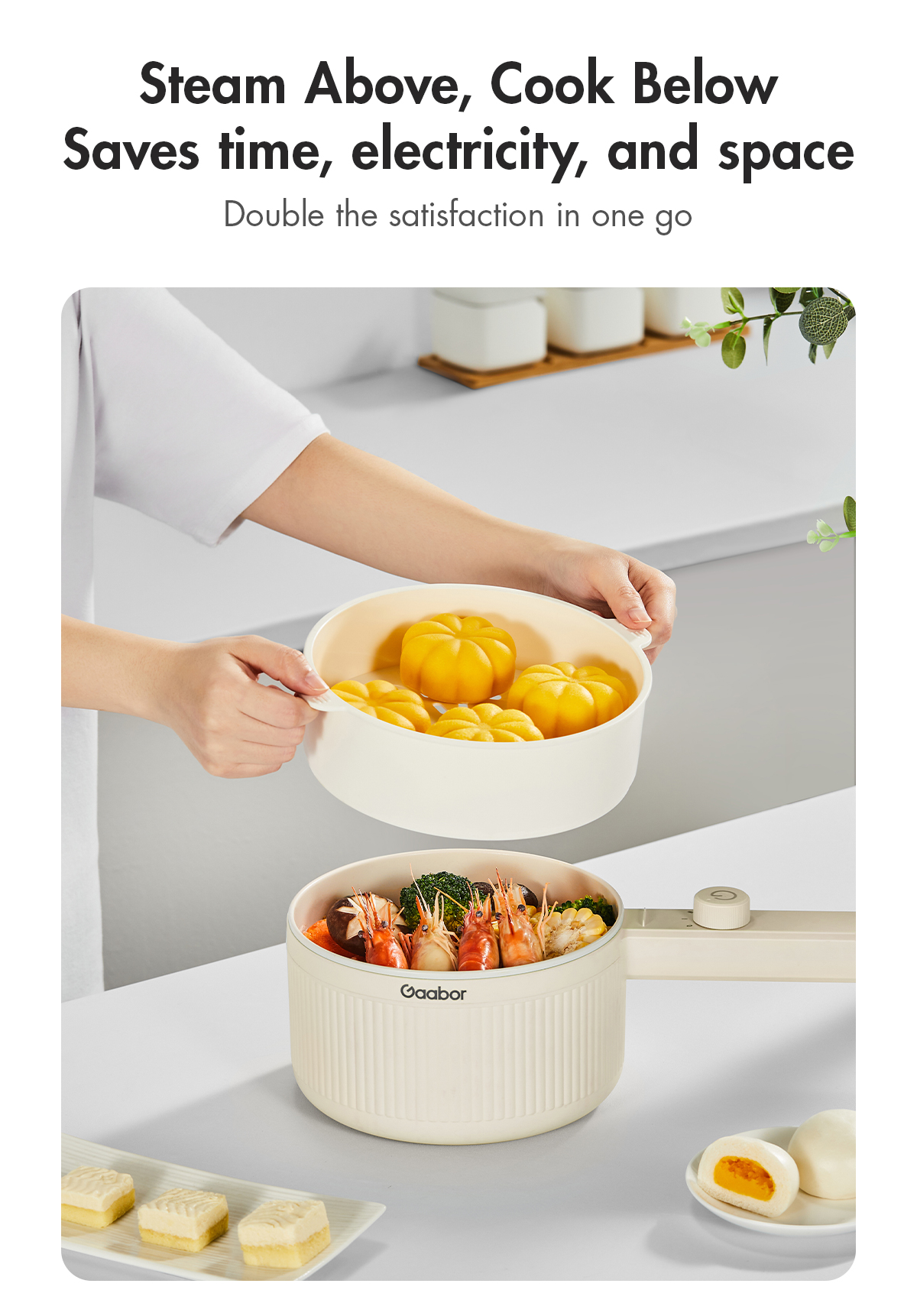 Gaabor Mini Rice Cooker Non-stick Electric Pot 2L Strong Power 600W ...