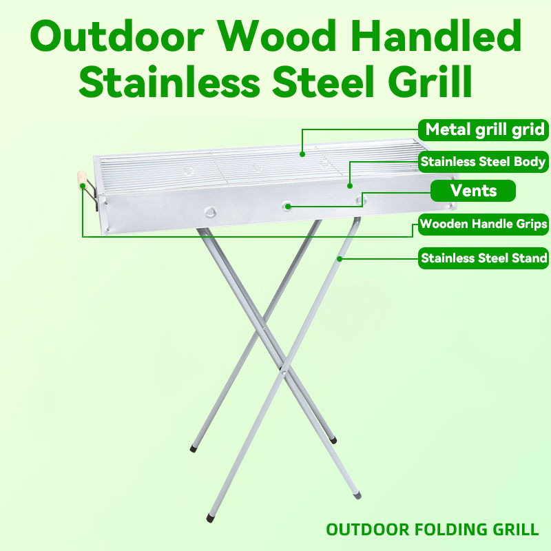Barbecue Griller BBQ Grill with stand Stainless Foldable Ihawan Wooden ...