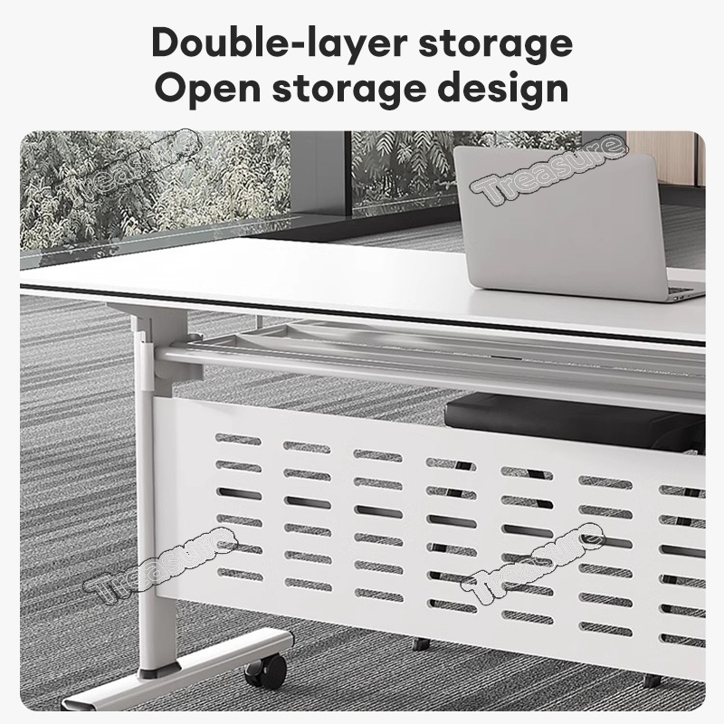 Foldable Table Conference Office Table With Wheels Heavy Duty Space ...