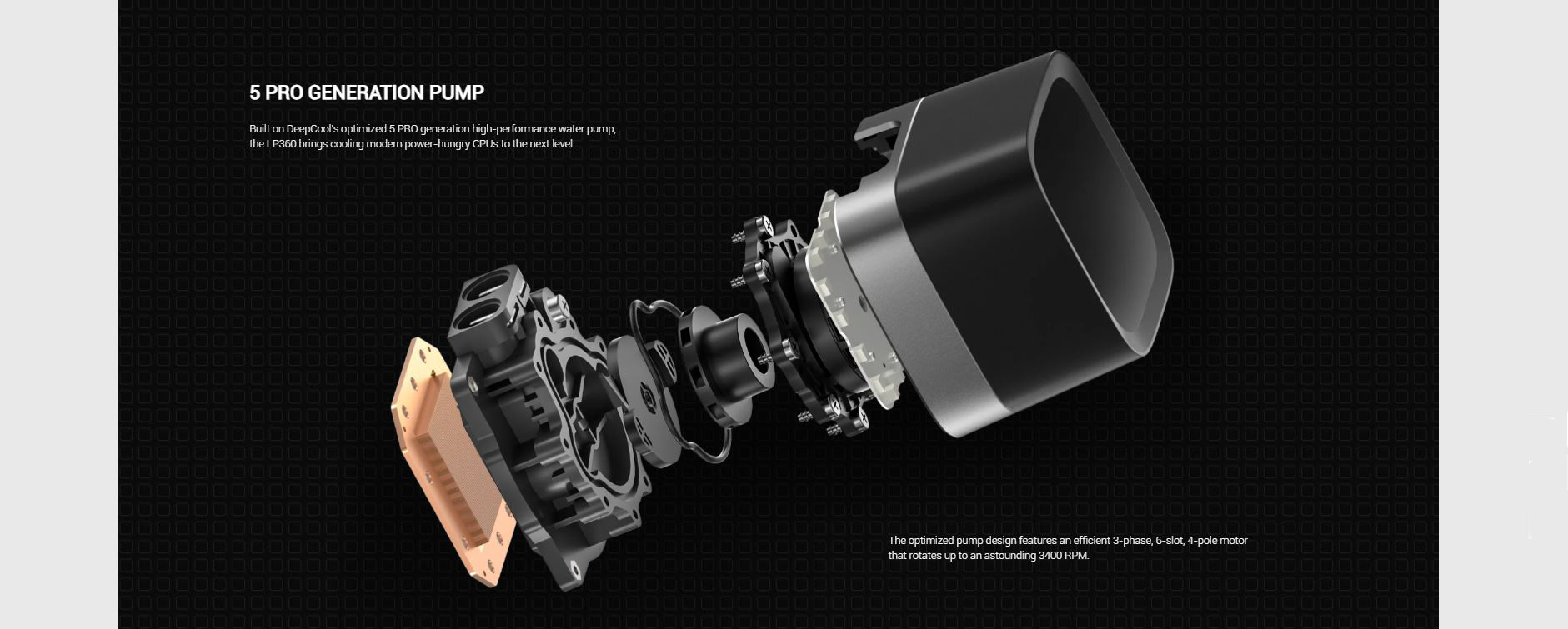 Deepcool CPU Cooler Fan LP360 Black Liquid Cooler with a Matrix Display ...