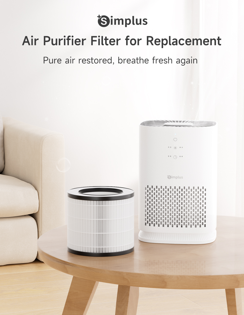Simplus Air Purifier Filter HEPA H11 Remove Micron-Size Pollutants ...