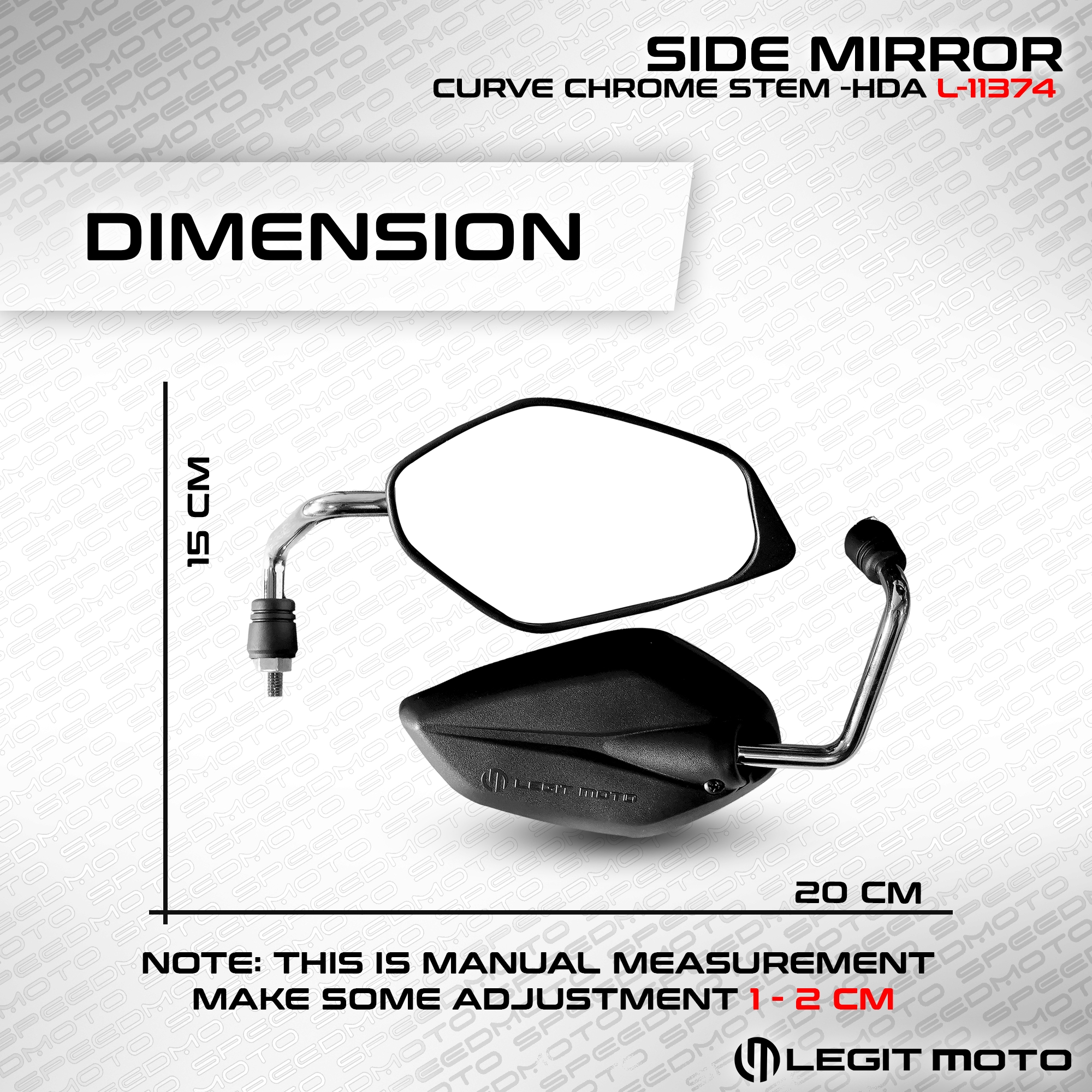 LEGITMOTO CURVE CHROME STEM SIDE MIRROR NON-GRADED LENS 10MM YMA L ...