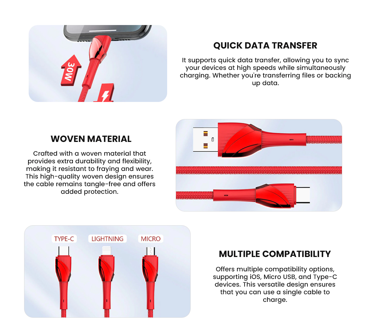Tylex XC37 Electroplating Fast Charging Data Cable (Red) | Shopee ...