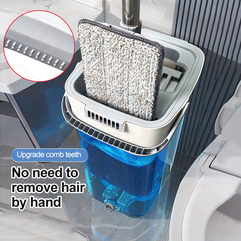 CD Mop for Floor Cleaning Wet and Dry Flat Mop with Dual Chamber Bucket ...