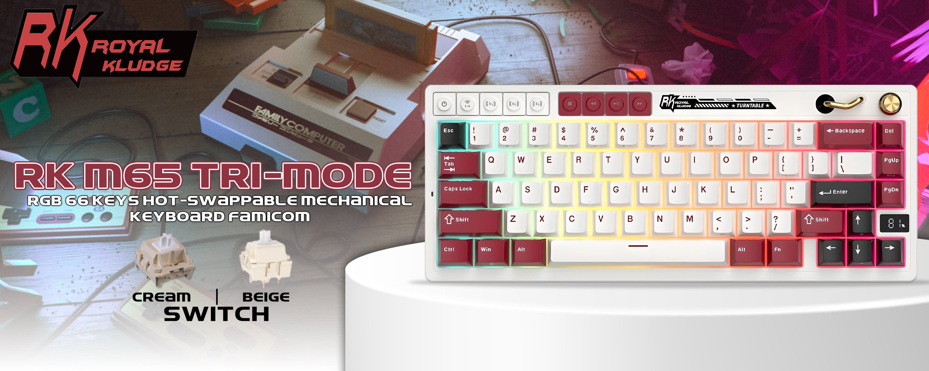 Royal Kludge RK M65 Tri-Mode RGB 66 Keys Hot-Swappable Mechanical ...