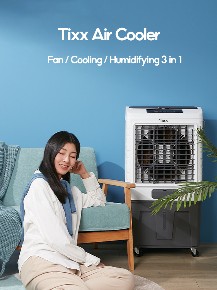 Tixx Air Cooler Fan Inverter Mobile Portable Aircon 40L Button/Remote ...