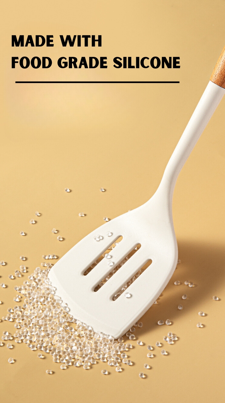 HomeAce Non Stick Kitchen Utensil Cookware Silicone Wooden Handle ...