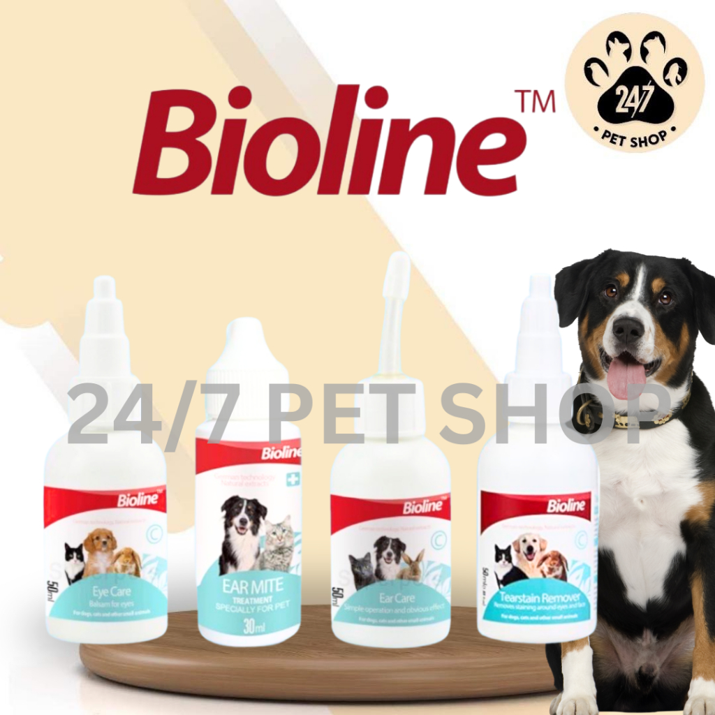 50ml Bioline Drops Ear Drops Eye Drops Tear Stain Pet Wipes Dogs Dog ...