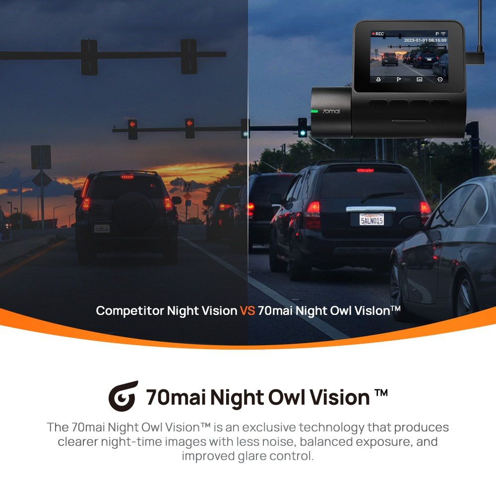 70mai A200 Dashcam 1080P Dual Channel Full HD+HDR 24H Parking ...