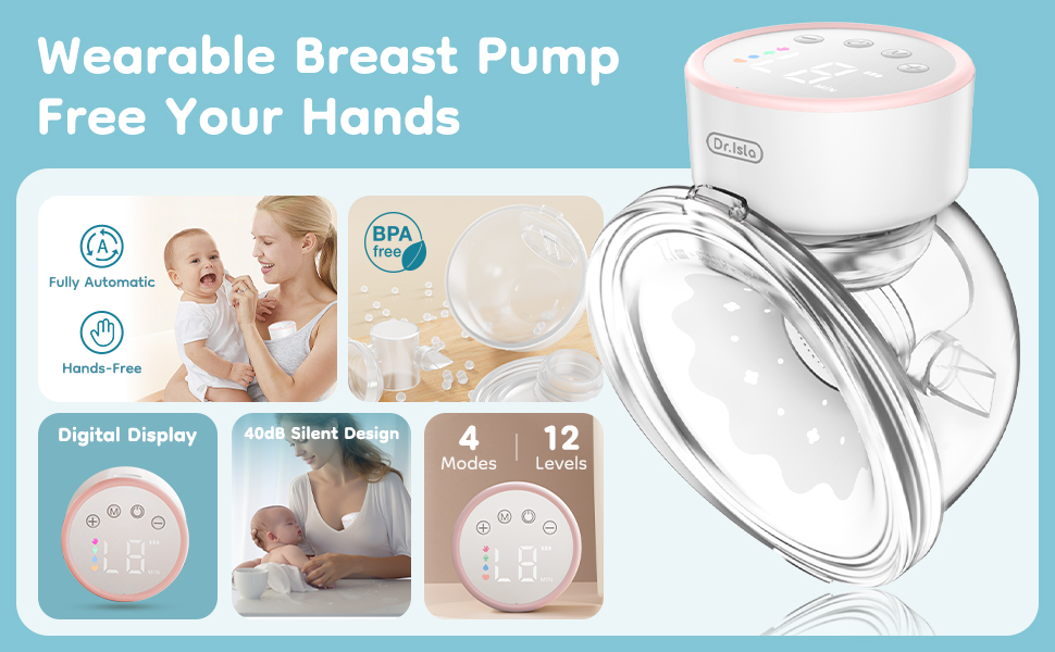 Dr.isla EB29 Breast Pump Wearable Electric Hands-Free 4 Modes 12 Levels ...