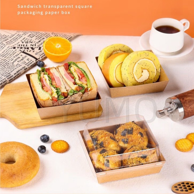 2 Size Versions Sandwich Gift Box Sandwich box Square Cake Box Kraft ...