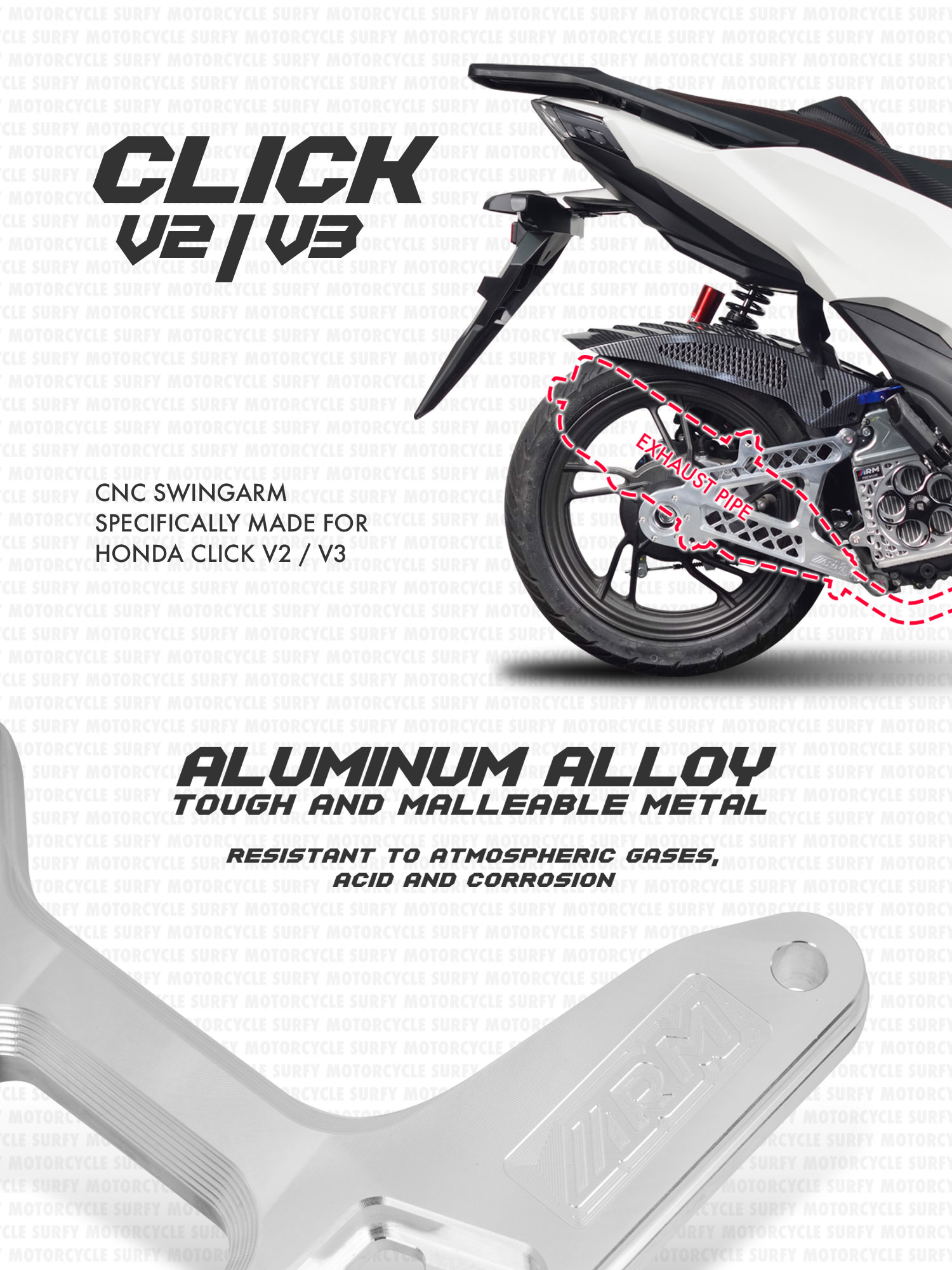 ARM Premium Swing Arm CNC 2-Color Aluminum Design For Click 125/150 v2 ...