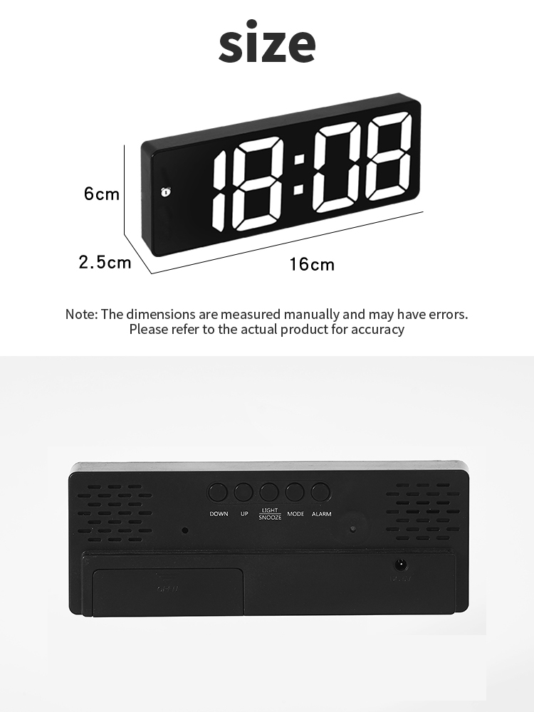 LED Digital Alarm Clock Sound Control Temperature Desk Clock Aesthetic ...