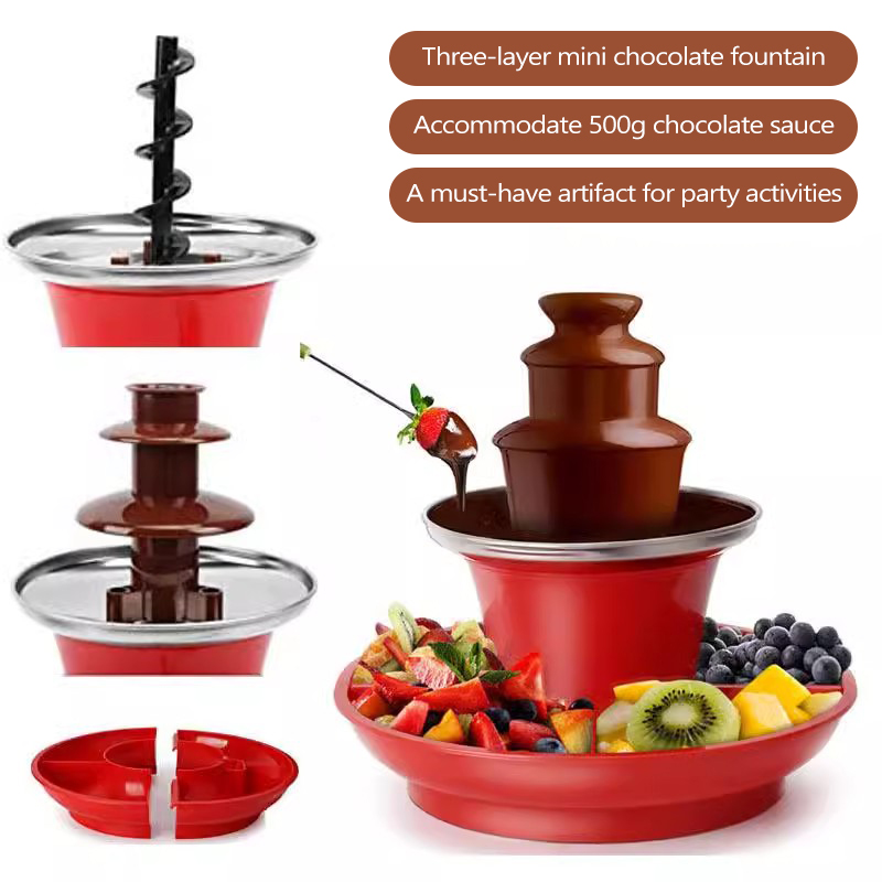 4 Layers Chocolate Fountain Machine Stainless Steel Chocolate Waterfall ...