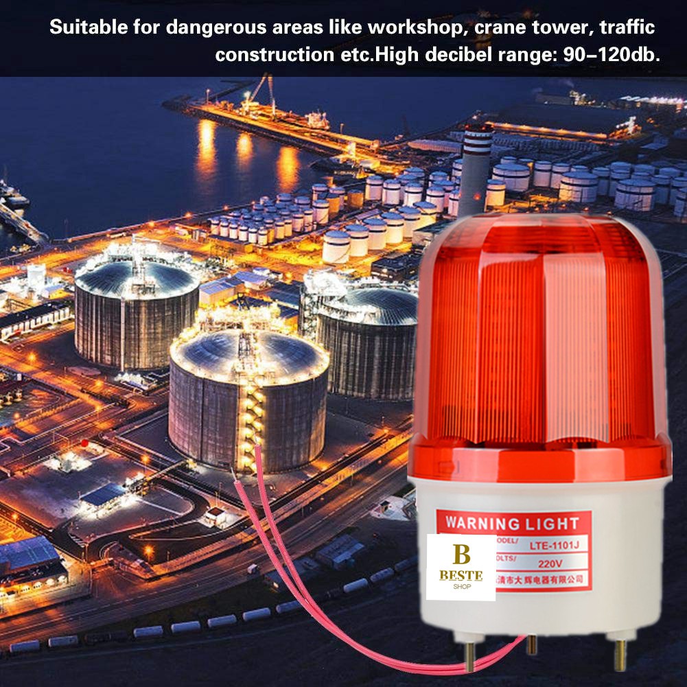 220V/12V/24V LED Alarm Light Warning Lamp Signal Buzzer Rotary Strobe ...