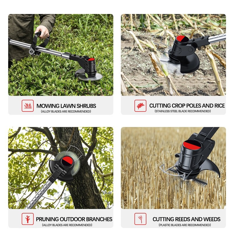 388V Powerful Electric Cordless Grass Cutter Rechargeable Lithium Battery Grass Trimmer | Shopee ...