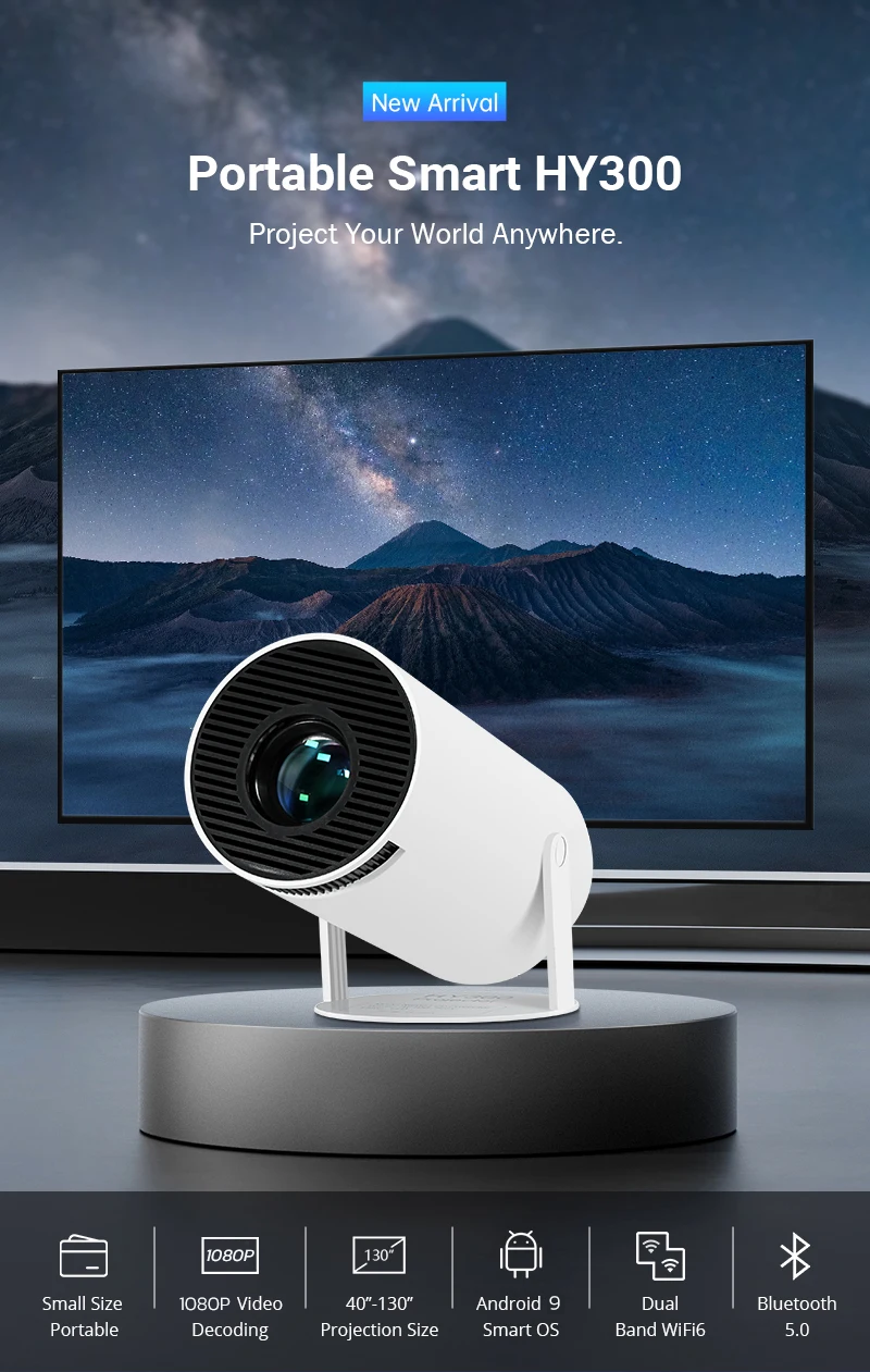 Genuine HY300pro HDMI smart 6000 Lumen 1080P 4k Portable Mini Projector ...