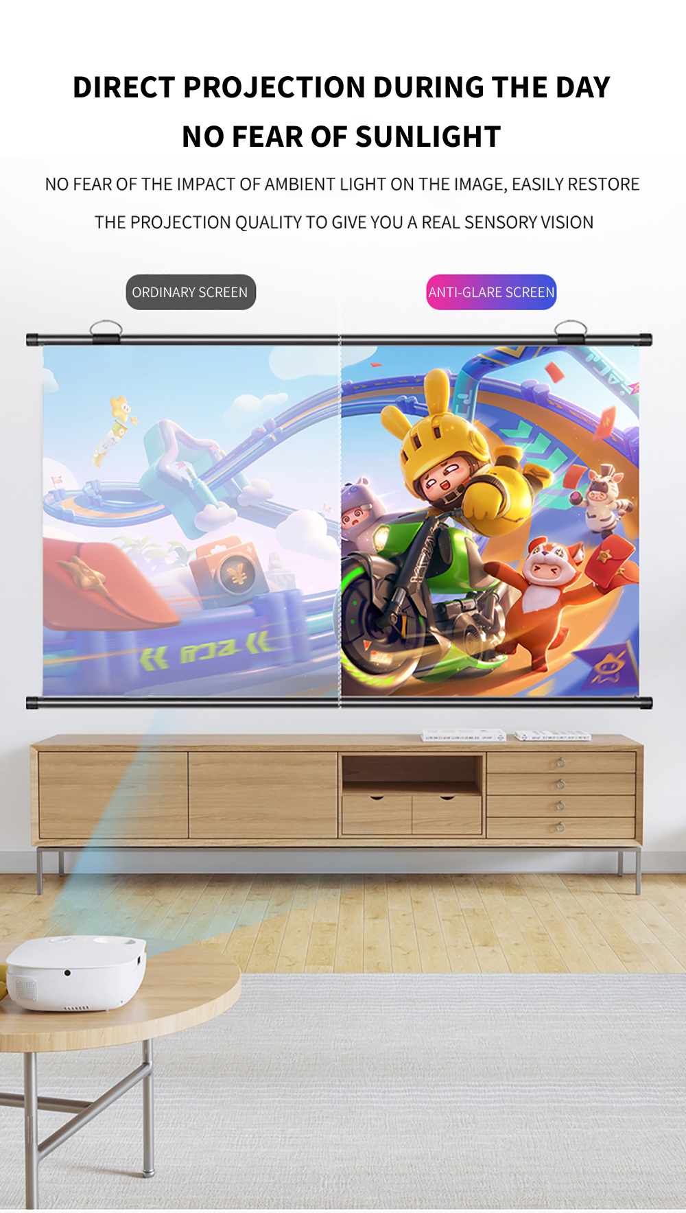 anti-light projector screen pull down roll up white screen for ...