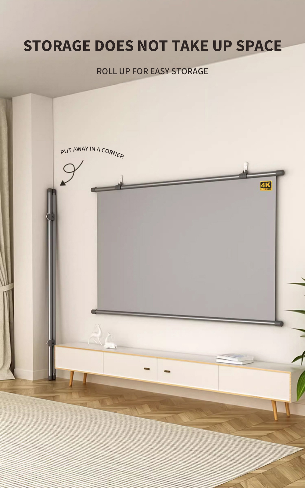 anti-light projector screen pull down roll up white screen for ...
