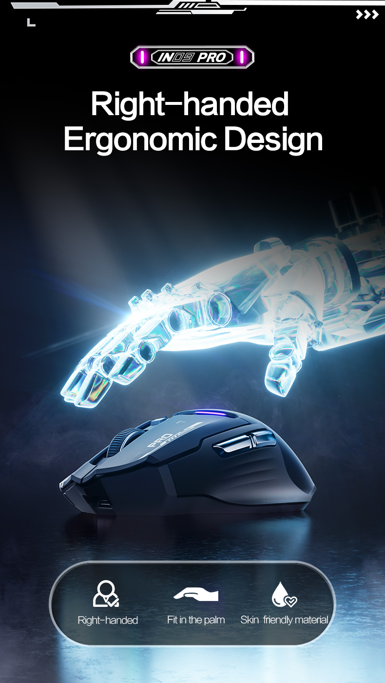 inphic IN9 pro Gaming Mouse Tri-mode Wireless PAW3395 26000dpi 6-button ...