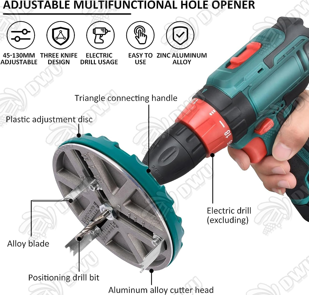 Adjustable Hole Saw Diameter 45mm-130mm Adjustable Woodworking Cutting ...