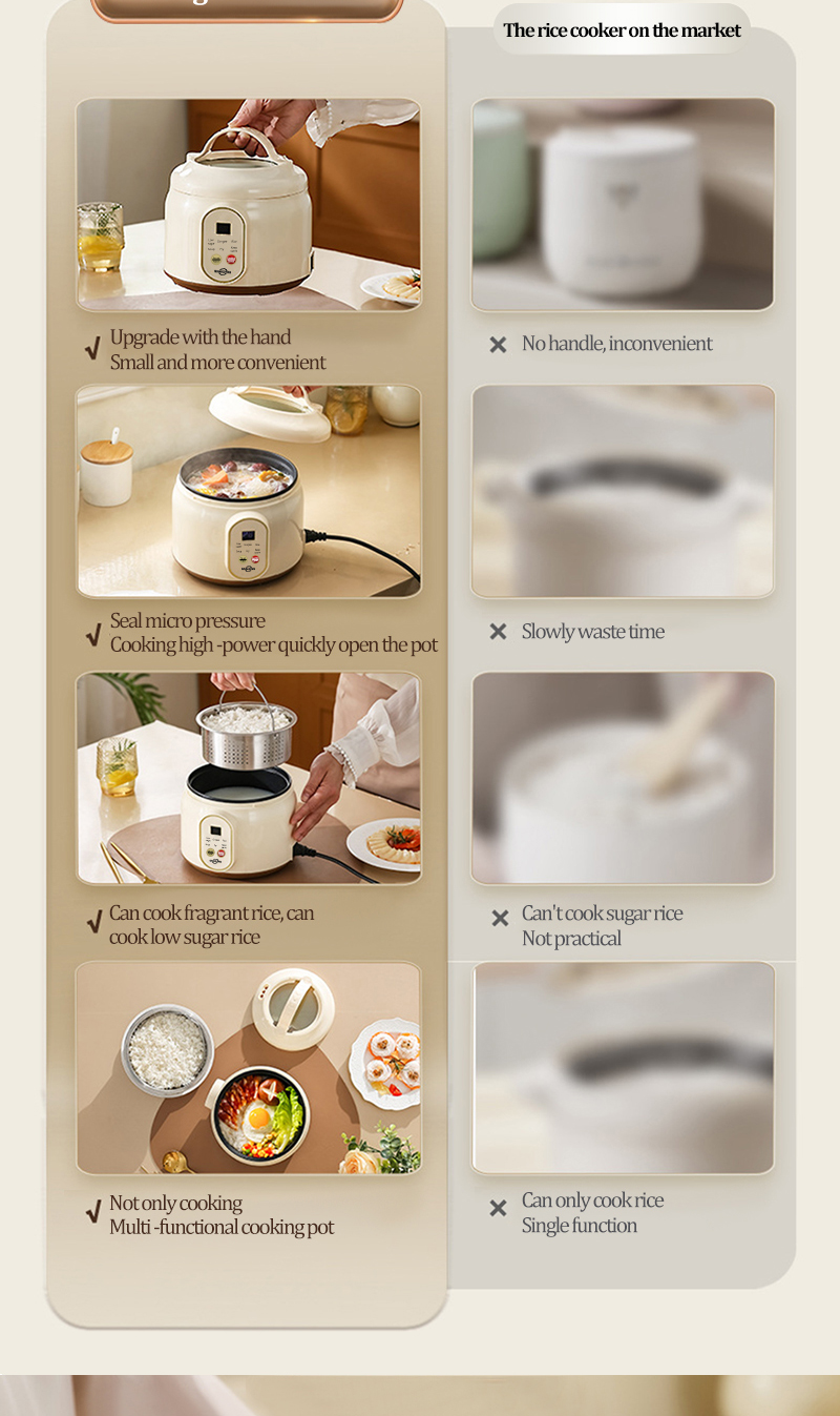 KANAZAWA Multifunctional Rice Cooker 2L Low Sugar Non -Sticky With ...