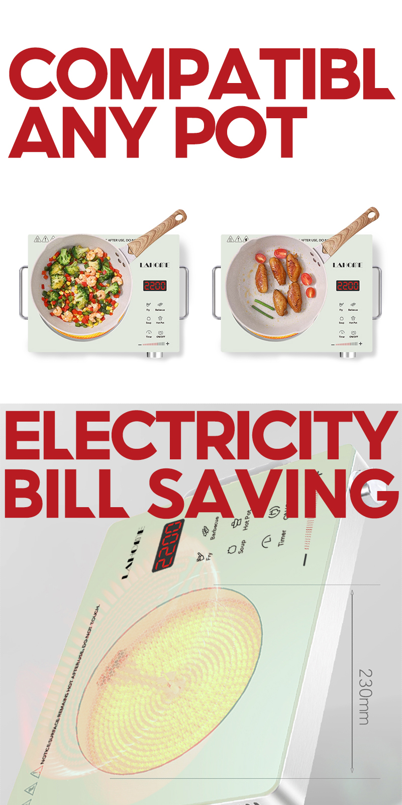 LAHOME Smart Electric Ceramic Stove Original Burner Infrared Induction ...