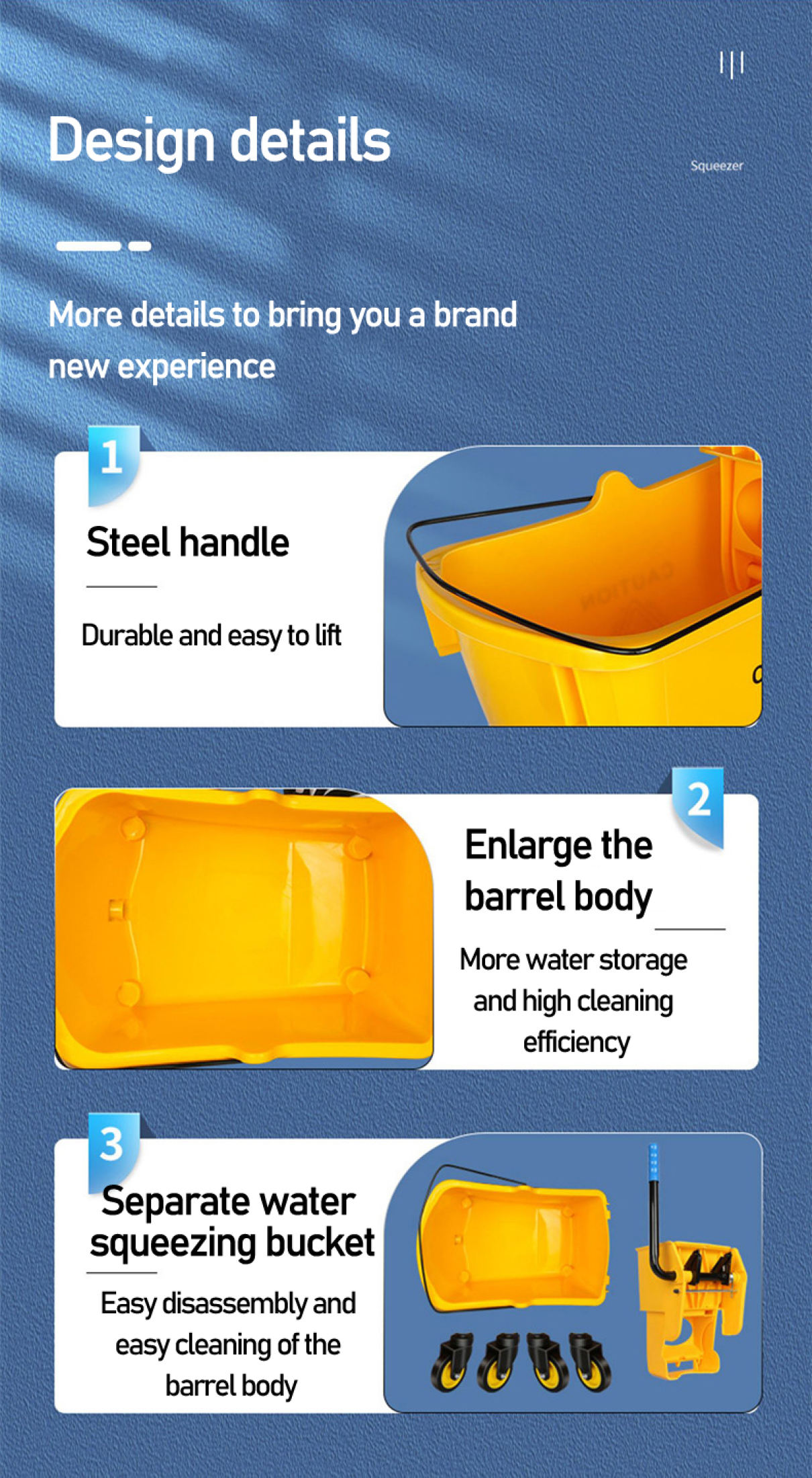 36L maid Thickened Side Press squeezer Bucket Mop Malls Commercial ...