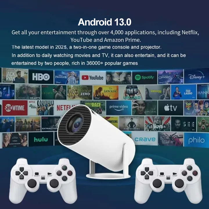 X10PLUS HY300 Smart Projector Portable WiFi Bluetooth High Performance Built-in Game System ...