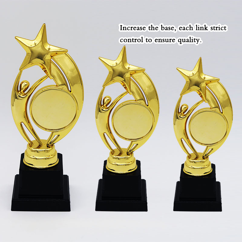Plastic Trophy Awards 7X22cm Golden Trophies Five Stars Trophy For ...
