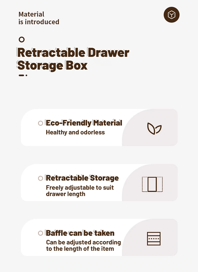 Retractable Drawer Organizer with Divider Drawer Cabinet Storage Box ...