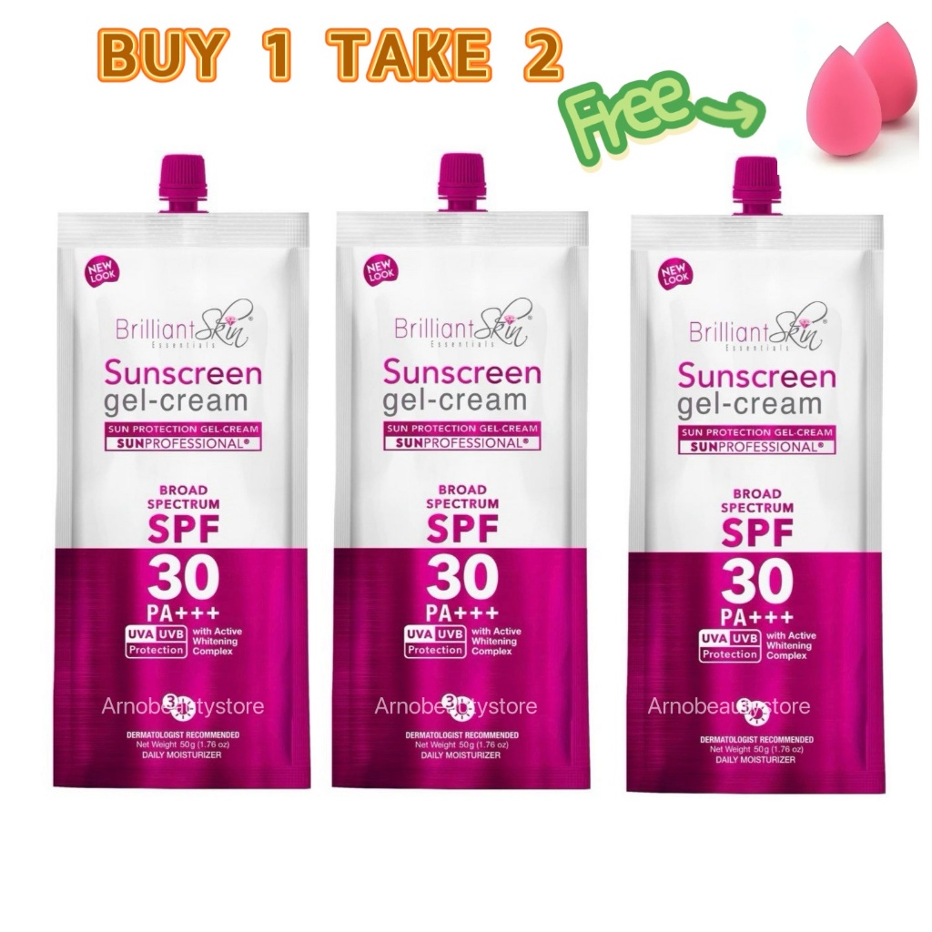 Brilliant Skin SUNSCREEN GEL CREAM 50g SPF30+FREE | Shopee Philippines