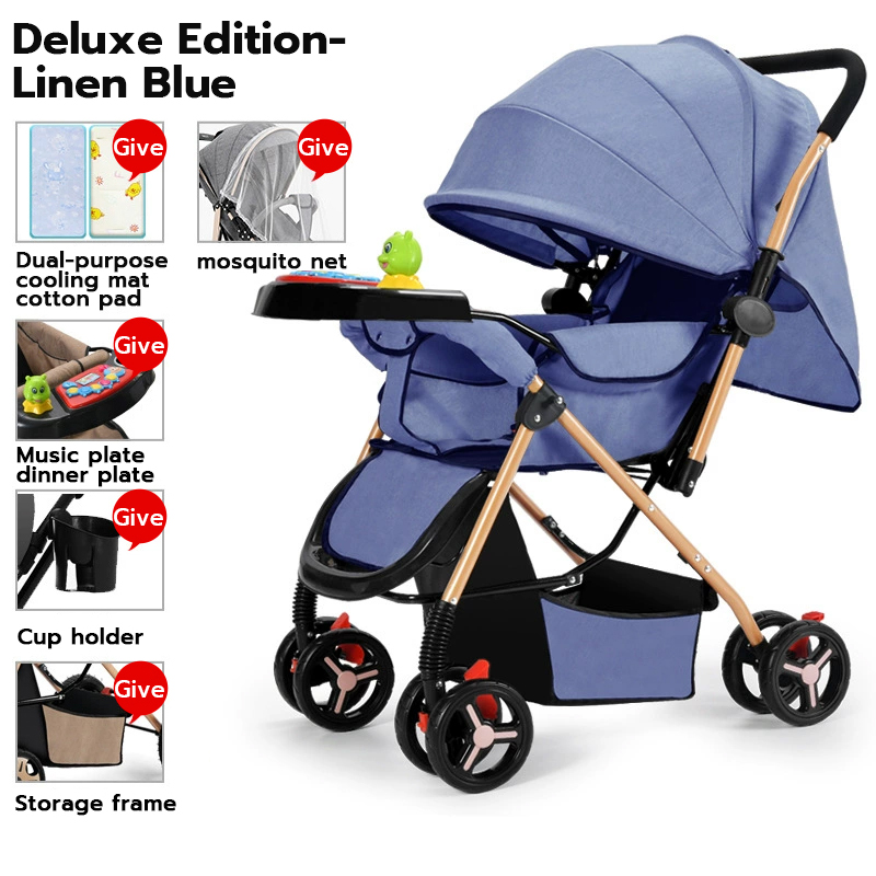 Baby stroller Two-way stroller with mosquito net can sit and Can lie ...