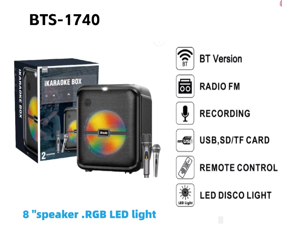 Brodu BTS-1740 Bluetooth Speaker Karaoke Speaker FlashLight HighQuality ...