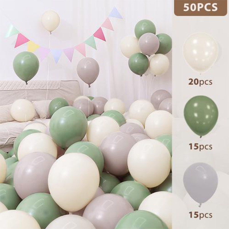 50pcs 10inch Retro Balloon Set Bean Paste Grey Avocado Green 18th/50th ...
