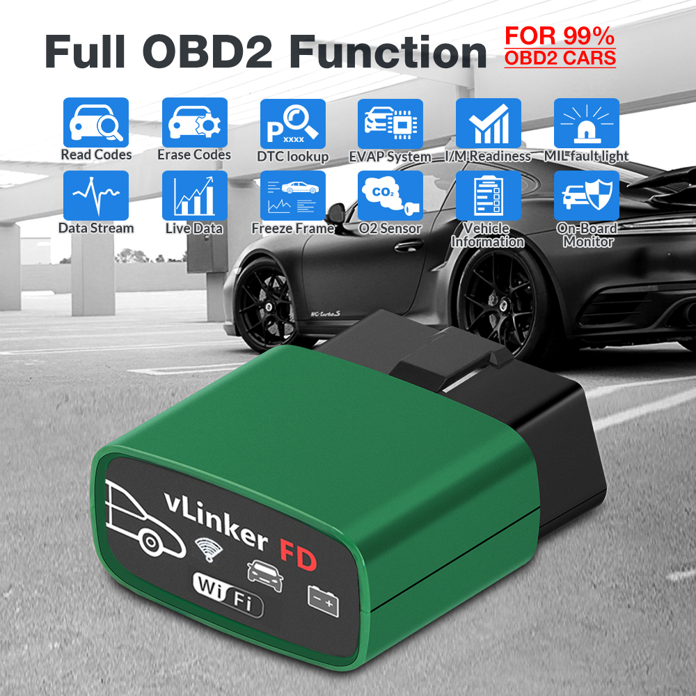 Vgate vLinker FD WiFi OBD2 Scan Tool, Diagnostic Code Reader for iOS, Android, and Windows ...