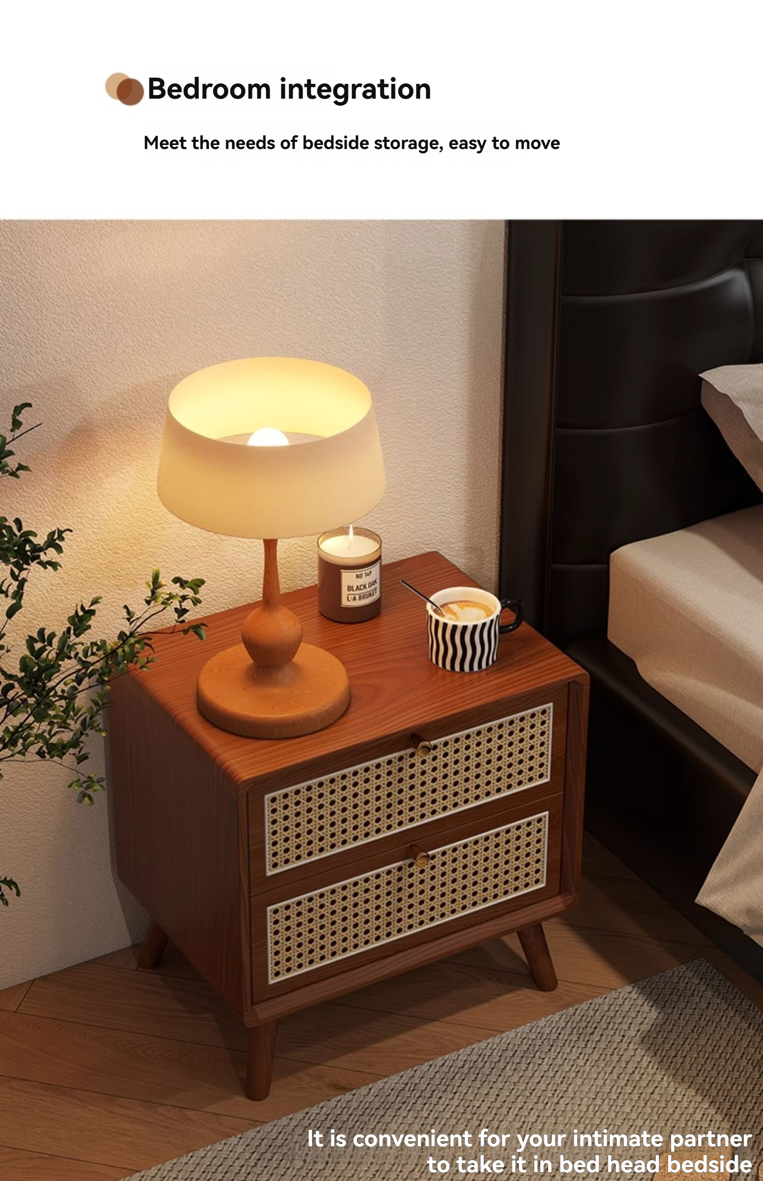 Bedside table solid wood bedside table rattan bedside table ...