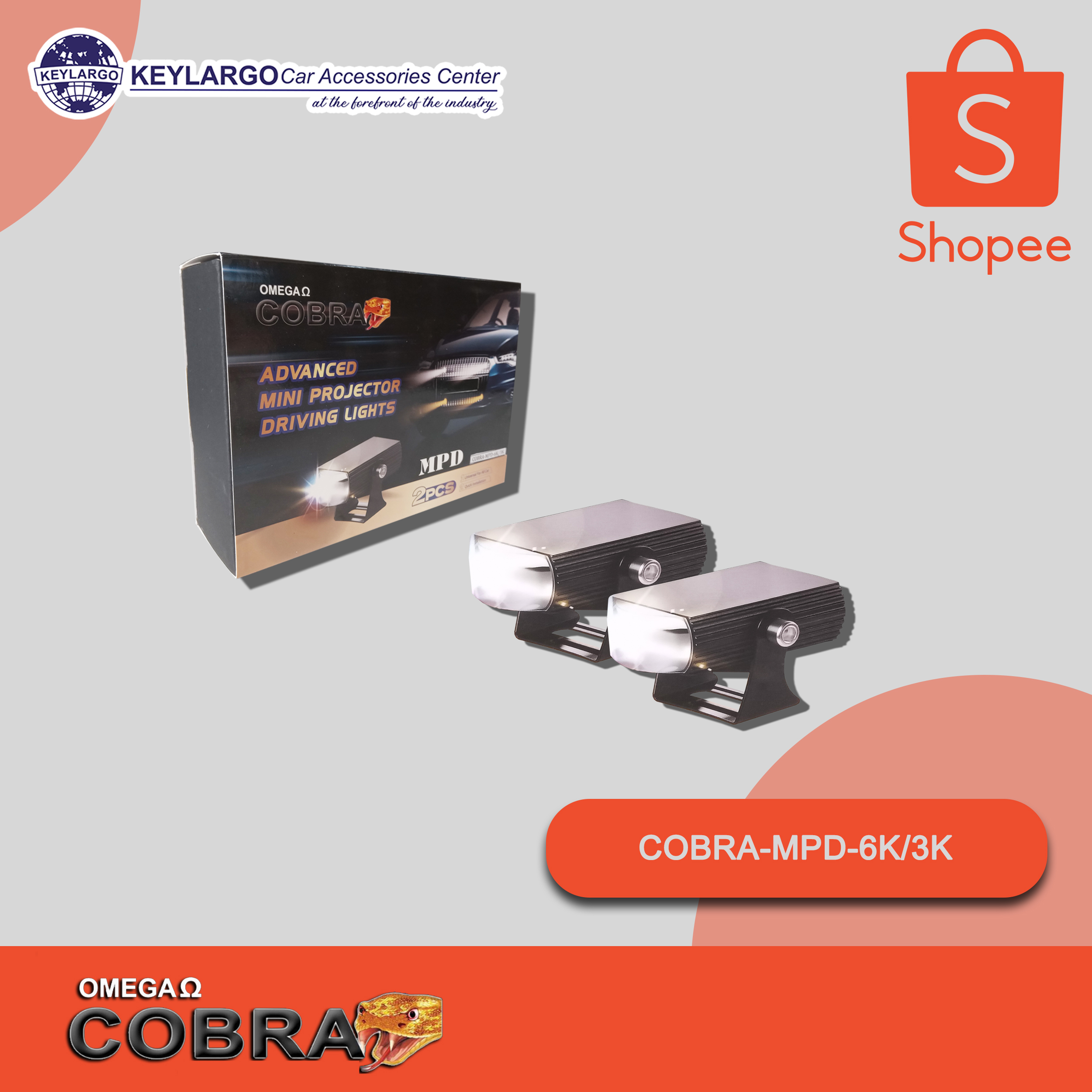 COBRA MINI PROJECTOR DRIVING 1PAIR 6000K/3000K; 5000 LUMEN; ; 50W PER ...