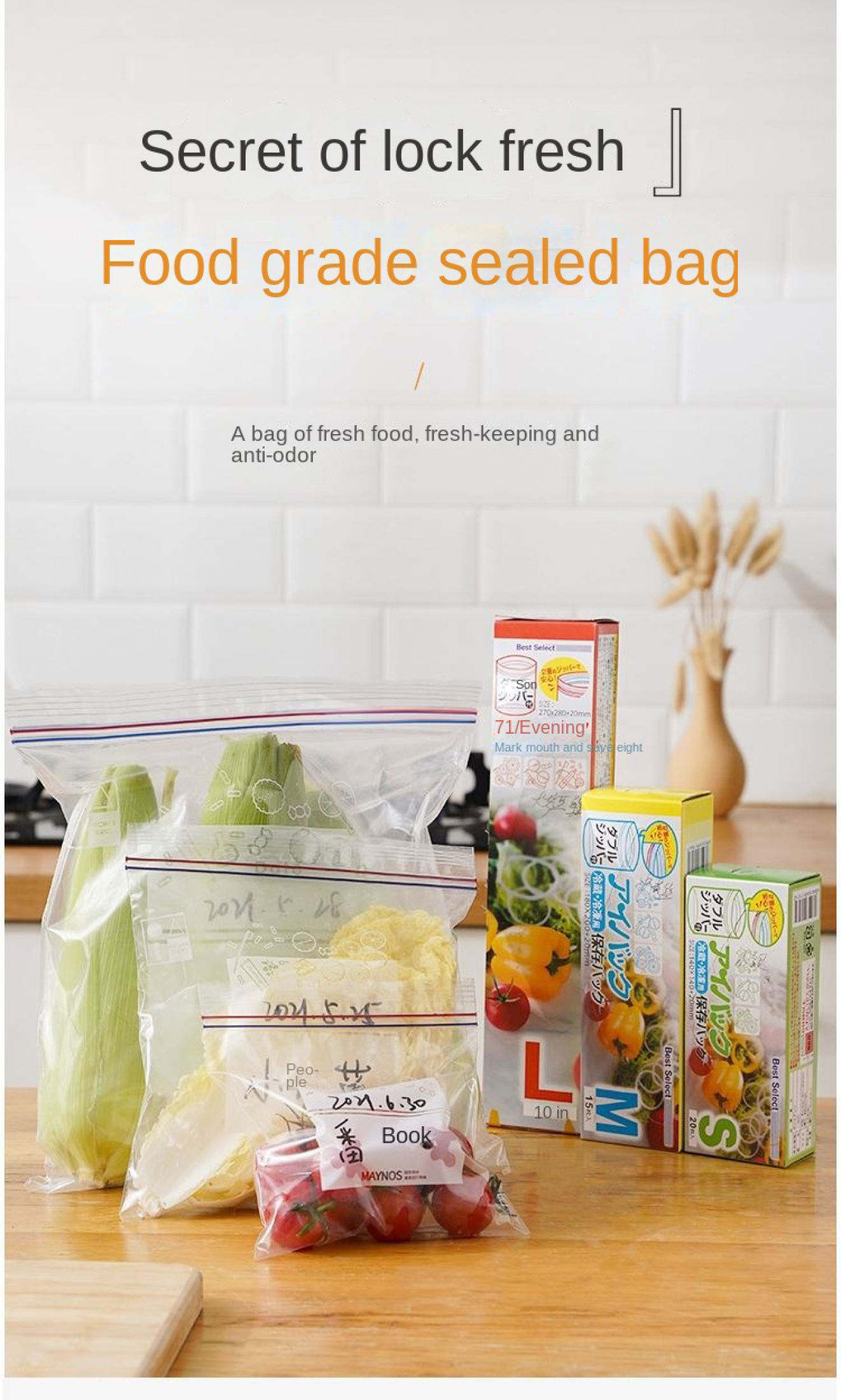 Zipper Bags Resealable Bag Reusable Fridge Food Zero Waste vegetables ...