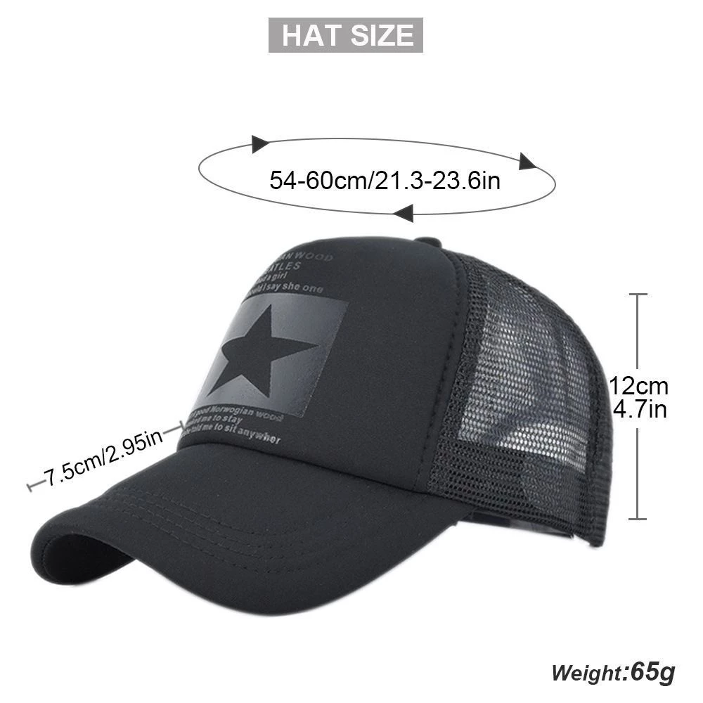 Five Pointed Star Baseball Cap Print Adjustable Trucker Cap Summer ...