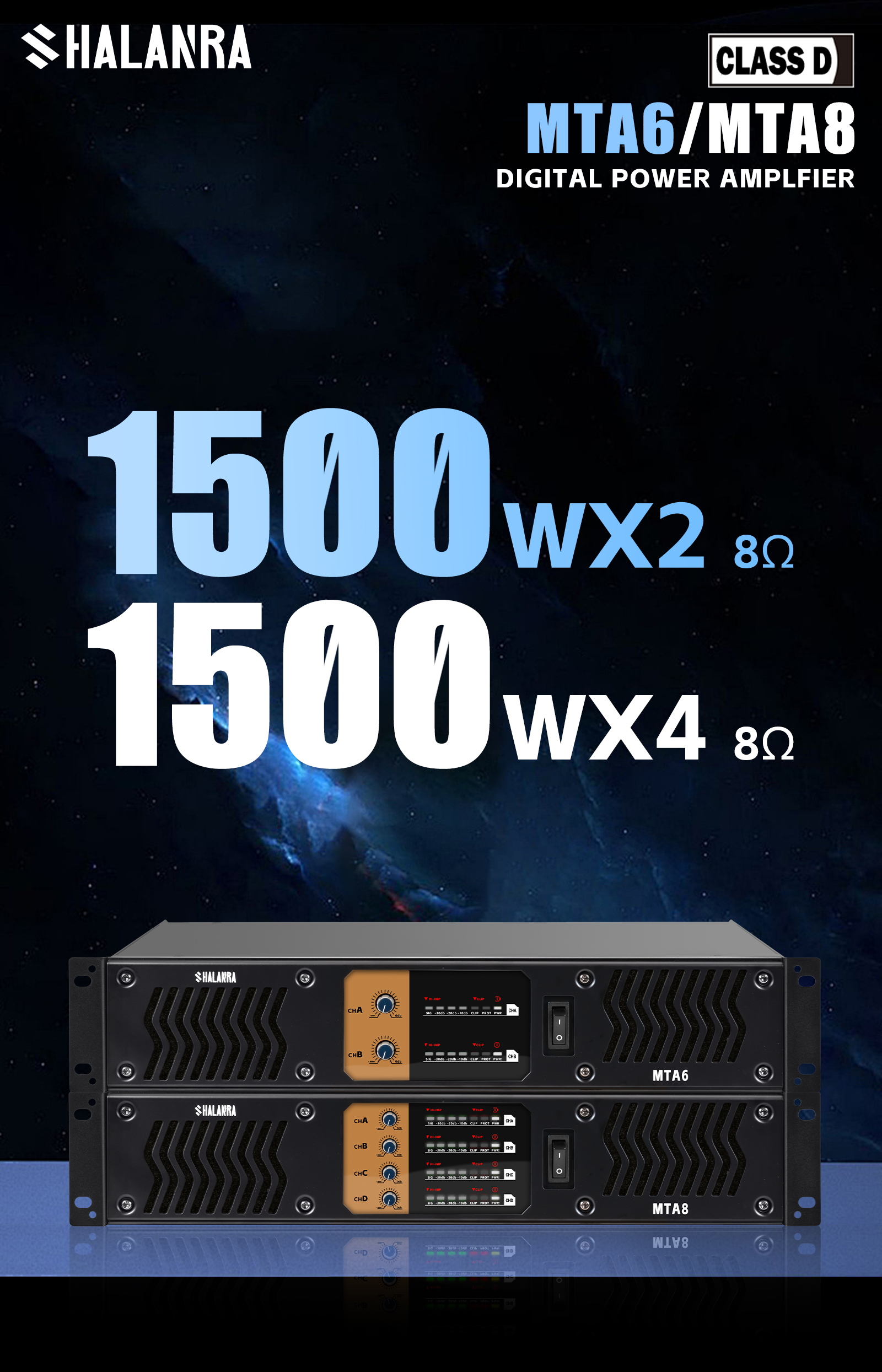 MTA6/8 2/4 Channel Power Amplifier 8 Ohm 1500W x2/4 Digital Power Amplifier Class D | Shopee ...