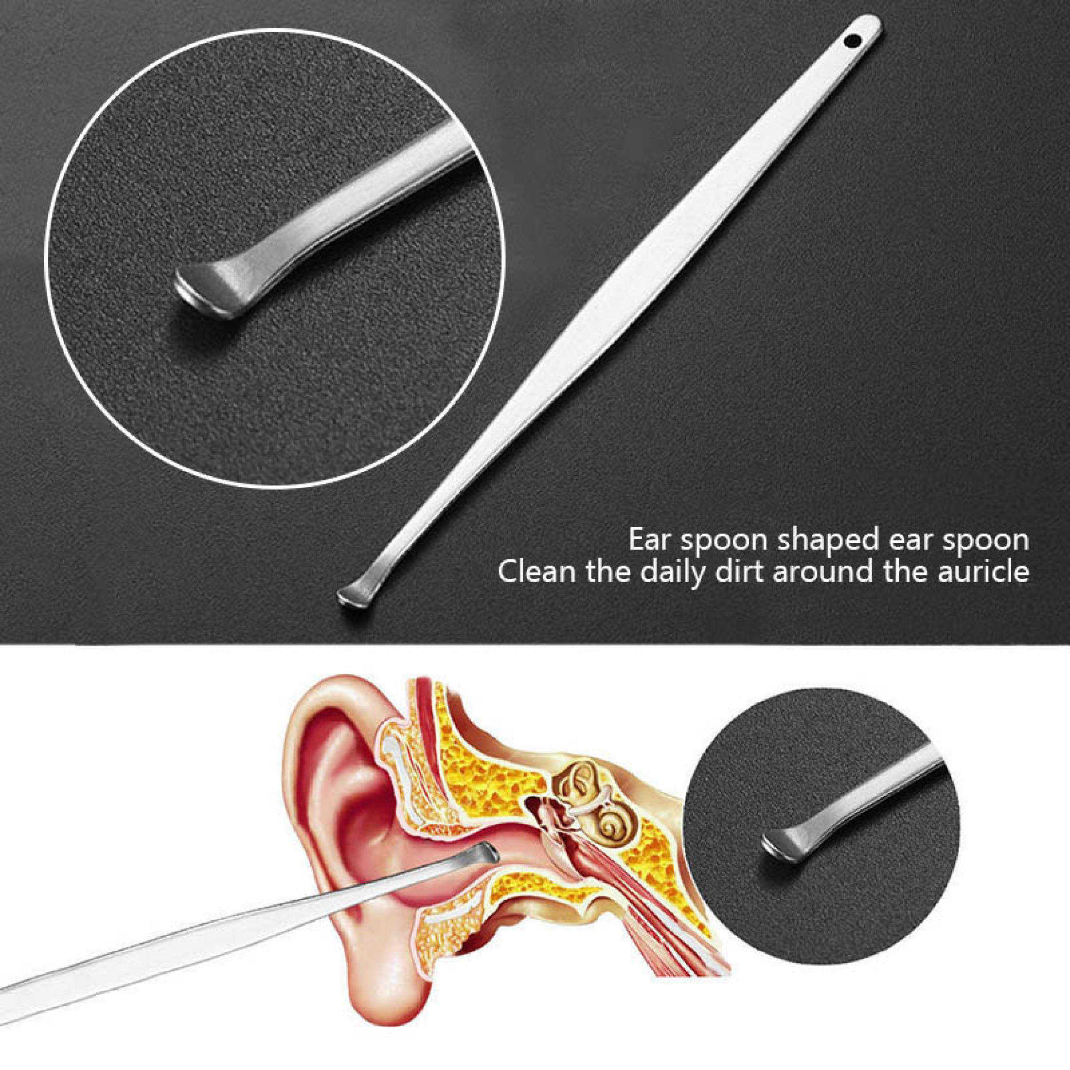 6pcs Ear Cleaner Set Spiral Spring Digging Your Ears Portable Ear Spoon ...