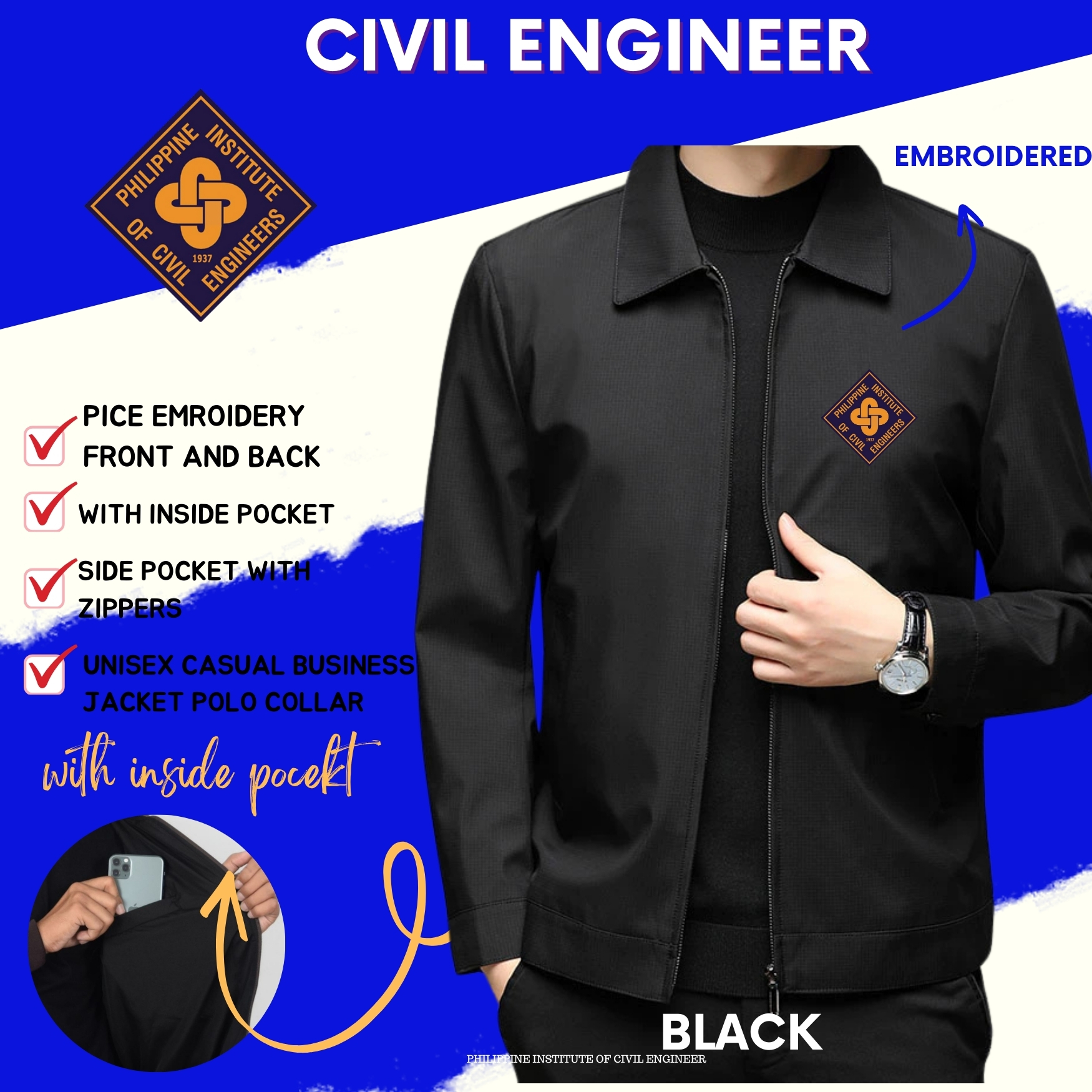 PICE Civil Engineer Premium Quality Corporate Formal Jacket Business ...