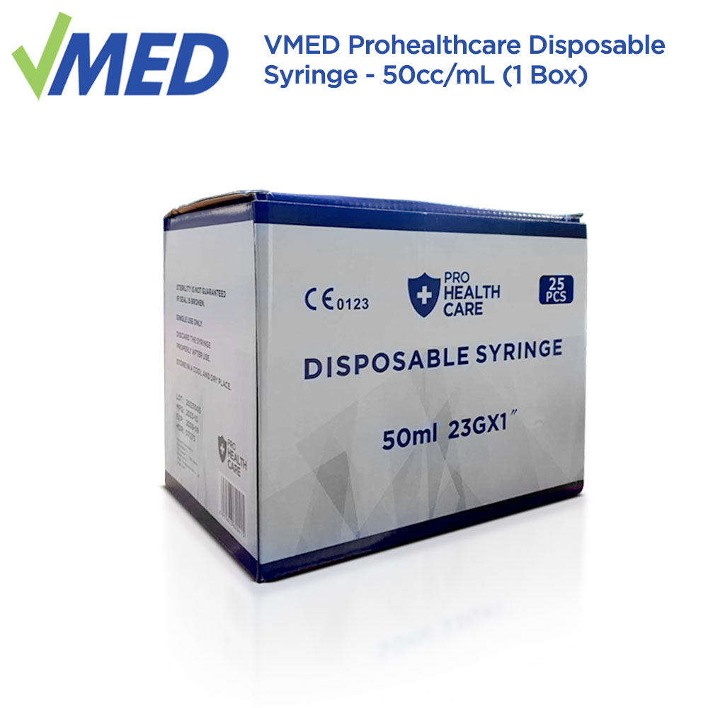 VMED Prohealthcare Disposable Syringe with Needles - 50 cc/mL (1 Box ...
