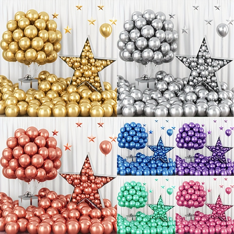 50 PCS 10Inch Metallic Latex Balloons Ideal for Birthdays, Weddings ...