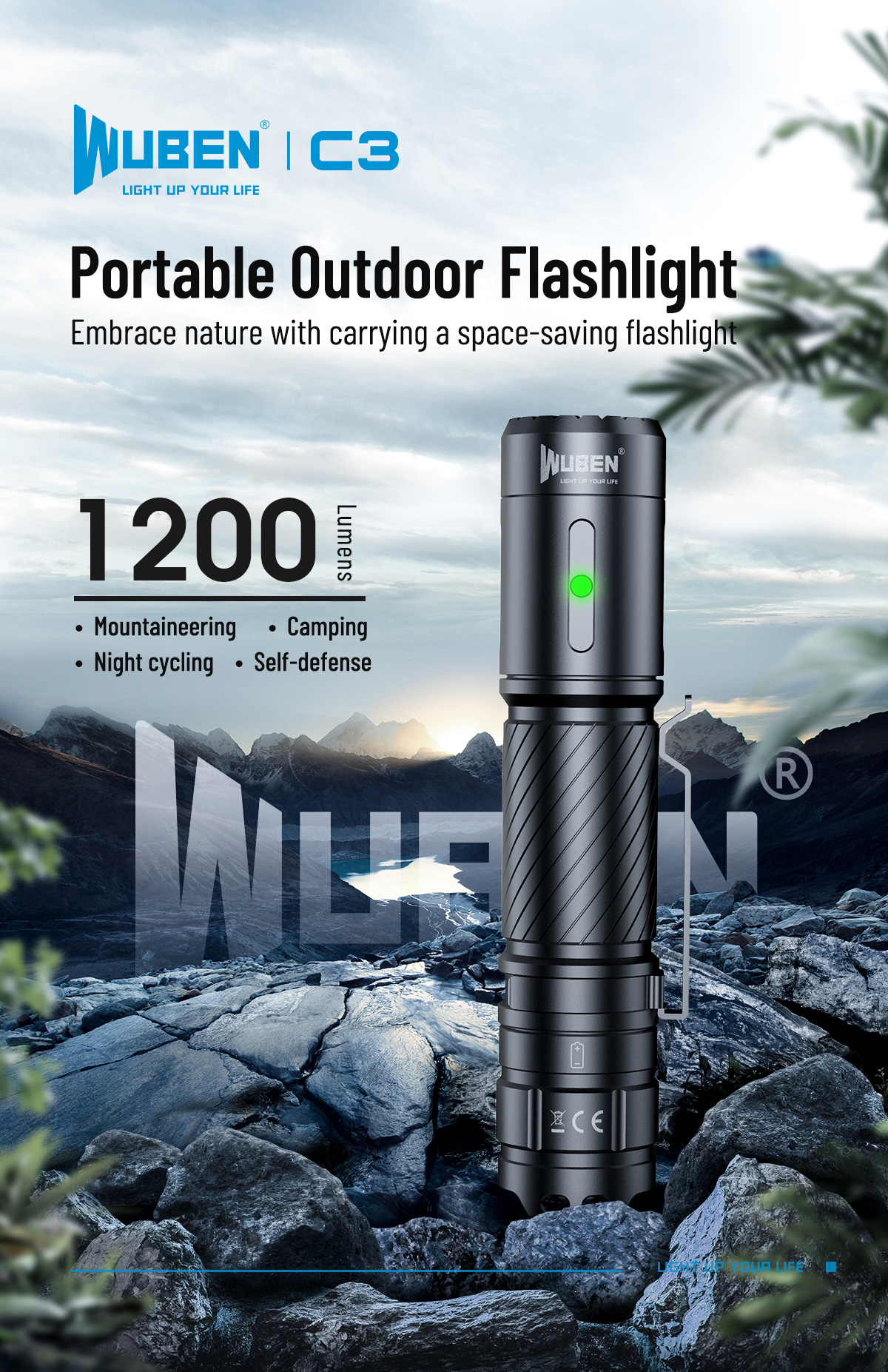 Wuben C3 Flashlight -1200 Lumens - USB-C Rechargeable -123 grams -IP68 ...